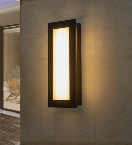 OUPAVOCS Modern LED Outdoor Light Fixture, Black Front Porch Lights ...