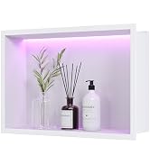 Neohomee White Stainless Steel Shower Niche 24x12Inch, Dimmable RGB Led ...