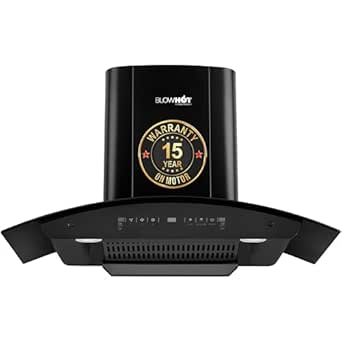 BLOWHOT 90cm 1500 m³/h Filterless Autoclean Kitchen Chimney With Installation Kit, Touch+Motion ...
