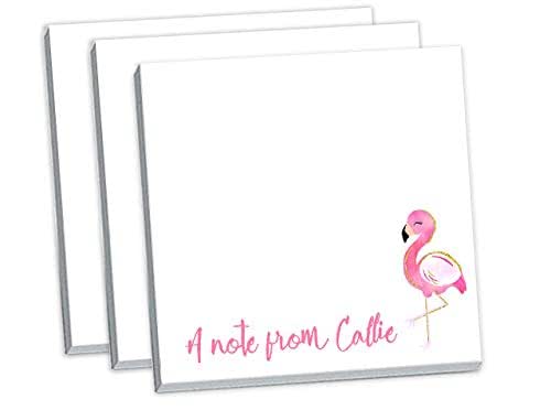 Amazon.com: Flamingo Sticky Note Pads 3"x3" with Custom Personalization ...