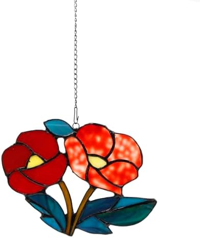 Amazon.com: Tiffany Style Rose Stained Glass Flower Suncatchers Window ...