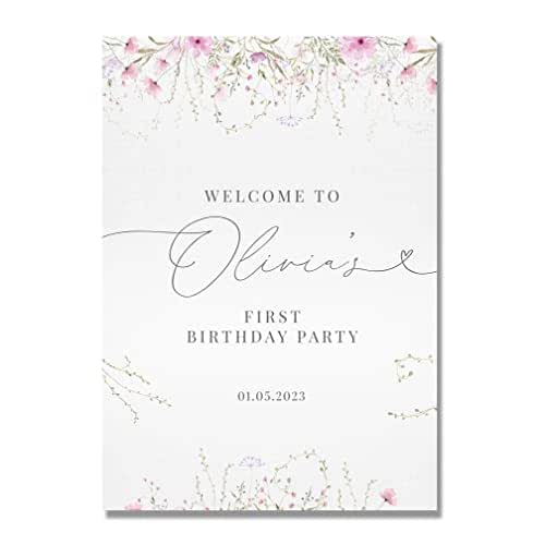 Personalised Welcome Sign Poster - Boho Wildflower Design (A4, Any ...