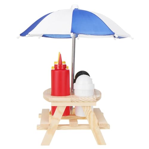 Picnic Table Parasol Pub Cruet Condiment Set Salt Pepper BBQ Sauce ...
