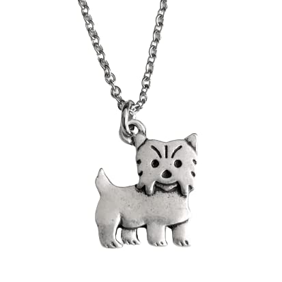 Amazon.com: Yorkie Necklace on 18" Adjustable Stainless Steel Chain ...