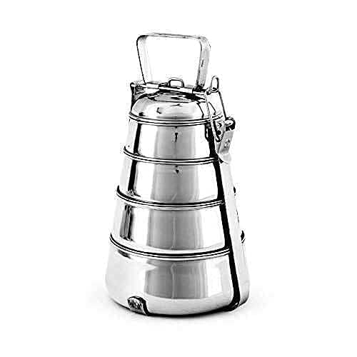 Buy Stainless Steel 4 Container Pyramid Laser Design/Handi Shape Lunch ...