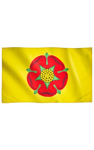 Runesol Lancashire Flag, 91x152cm, 3ft x 5ft, Red Rose Flag, 4 Grommets ...