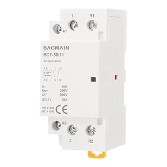 Baomain AC Contactor 50A 2 Pole 1NO 1NC Universal Circuit Control 35mm DIN Rail Mount CE Listed ...