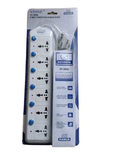 Extention Box Spike Arrester with 6 Universal sockets & 5 Meter Cable ...