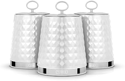 TOWER Solitaire Tea, Coffee & Sugar Canisters Set. 1.3L, Stainless ...