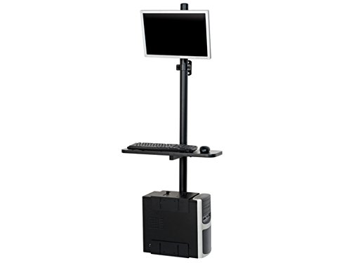 Buy Black Sentry Floor Computer Workstation - Adjustable Pole-ed Desk ...