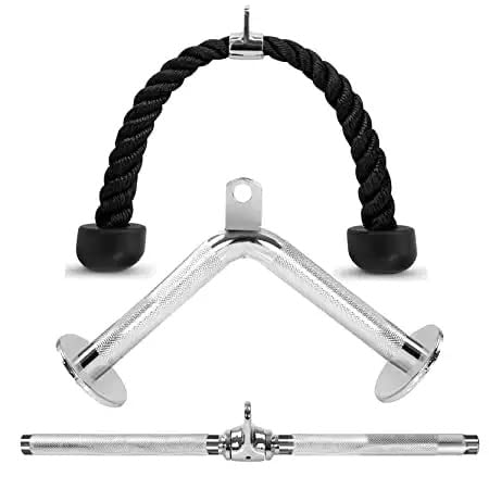 Jtc Gym Cable Attachment (Option): Cable Tricep Rope, V Handle Bar and ...