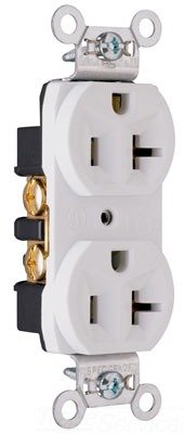 Pass & Seymour CRB5362-W Double Pole Duplex Receptacle Wall Mount, 125 ...
