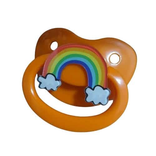 Amazon.com: Adult Pacifier, Rainbow Pride Design, Orange Large Shield ...