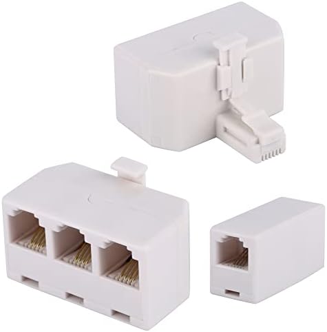 Amazon.com: NECABLES 2Pack Phone Splitter 3 Way Telephone Adapter RJ11 ...