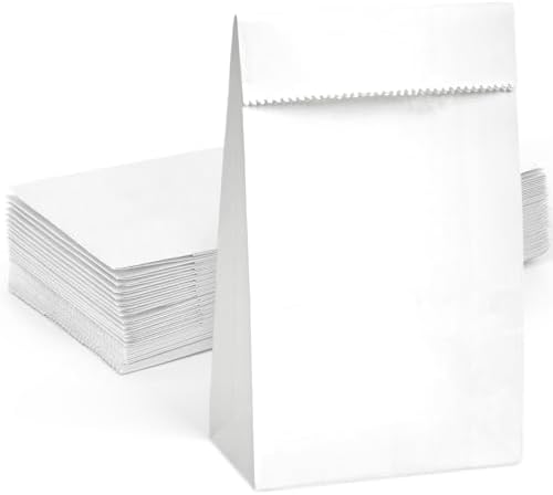 Amazon.com: HONEYGIFTS Small White Paper Bags, 50Pcs Small Kraft Paper ...