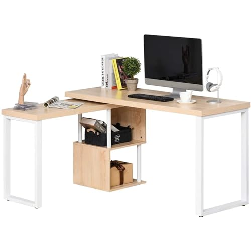 Snapklik.com : IULULU Computer Desk 360 Rotating Corner L Shaped Table