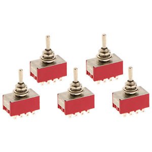 Buy On/Off/On Small Mini Toggle Switch 12 PIN Model 4PDT Red Pack of 5 ...