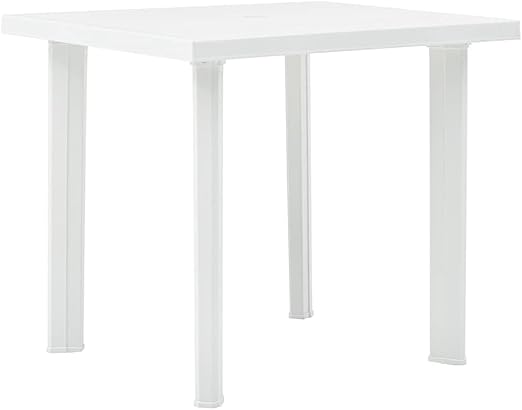 vidaXL Weather-Resistant White Plastic Garden Table, Outdoor Dining ...