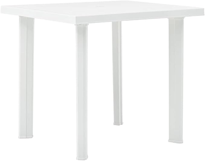 vidaXL Weather-Resistant White Plastic Garden Table, Outdoor Dining ...