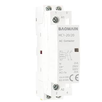 Baomain AC Contactor HC1-20 110V 20A 2 Pole Universal Circuit Control DIN Rail Mount : Amazon.in ...