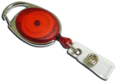 Colourful Retractable Carabiner Badge Reel/ID Card Holder (Red ...