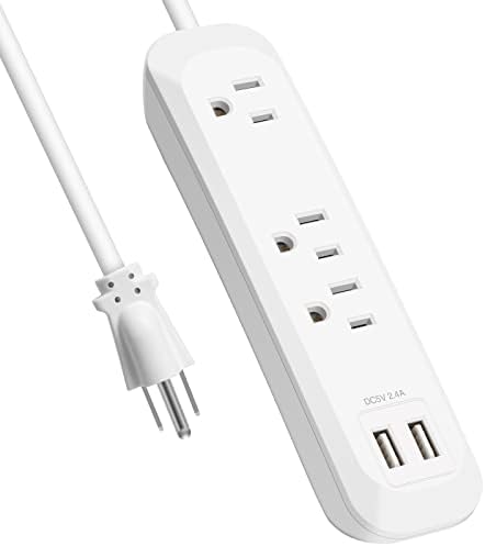 Amazon.com: USB Power Strip 3 Outlet, Extension Cord 6 Feet 3 Prong, 2 ...
