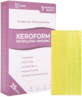Amazon.com: JUSORE Medical Xeroform Petrolatum Dressing - 5"x9", 25 Individual Pack, Non Stick ...