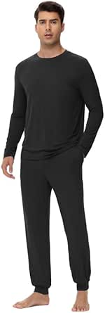 WiWi Men's Viscose from Bamboo Pajama Sets Long Sleeve Top and Pants ...