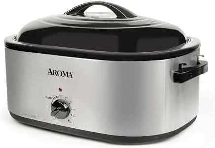 AROMA 22Qt. Roaster Oven with self basting lid stainless steel : Amazon ...