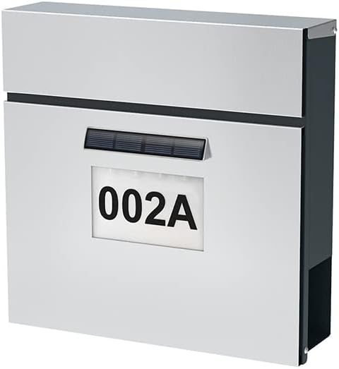 DWD® Modern Style Mailbox, Solar Led Light for House Number/Name,Wall ...