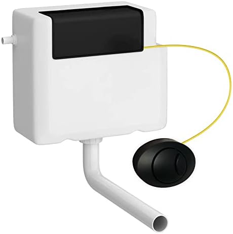Dual Flush Concealed Cistern with Matt Black Push Button Cable & Pipe ...