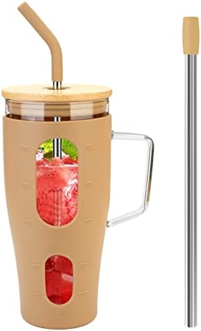 Amazon.com | 2023 New 32 Oz Tumbler with Lid and Straw, Reusable Glass ...