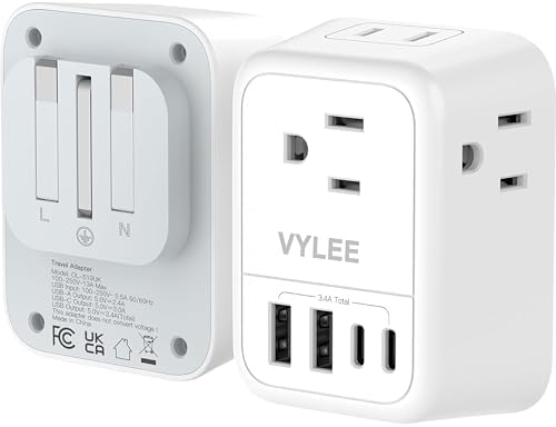 VYLEE UK Plug Adapter, Foldable UK Travel Plug Adapter, Type G Power ...