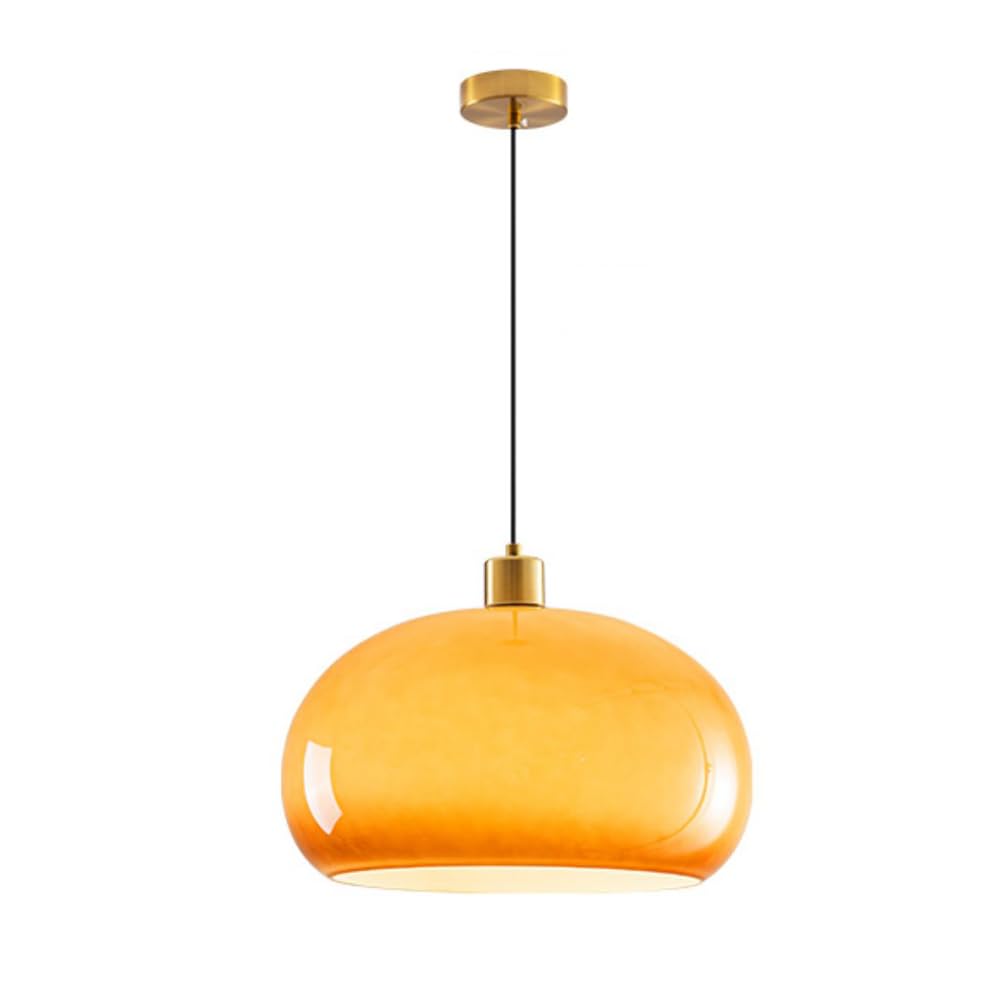 Glass Pendant Light Fixture Kitchen Island, Orange Glass Hanging Light ...
