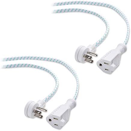 Cable Matters 2-Pack Braided Low Profile Flat Power Cord 6 ft, 3 Prong ...