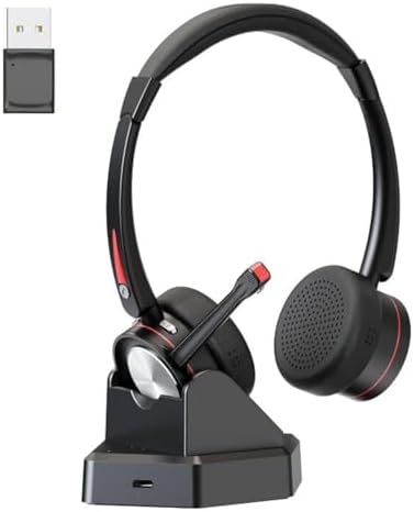Amazon.com: EMEET Wireless Headset with Mic for Work, HS80 Bluetooth ...