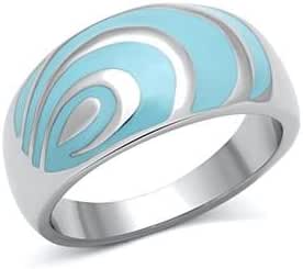 Amazon.com: Stainless Steel Swirl Pattern Blue Epoxy Ring: Clothing ...