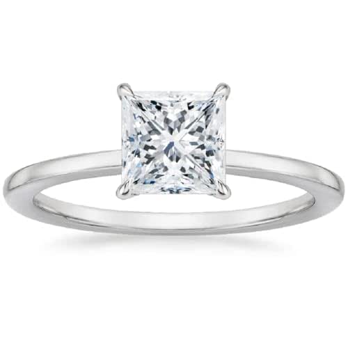 Amazon.com: 1CT-3CT Princess Cut Engagement Ring Solitaire Hidden Halo Moissanite Anniversary ...