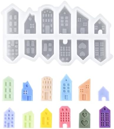 Amazon.com: 12 Small Art House Silicone Mold,Small Silicone House ...