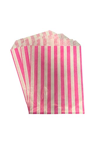 Packitsafe 200 x Pink Candy Bags 7×9 Inch, Paper Stripped Stripe Bag ...