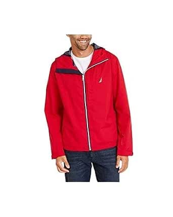 Buy Nautica Men's Zip Front Lightweight Rainbreaker Jacket Coat, red ...