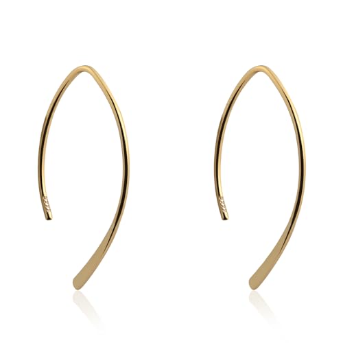 Amazon.com: Pull Through Earrings Threader Earrings 14K Gold Earrings ...