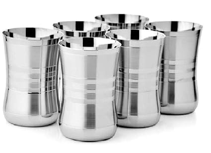 Buy Steel Glass Set of 6 Capacity - 300ML Each Glass Online at Low ...