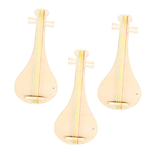 SEWACC 3 Sets Pipa Wood Wooden Crafts Guitar Kits Woody Toy Graffiti ...