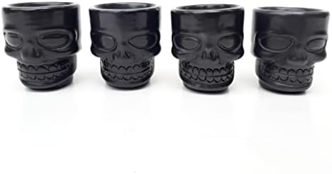 TEQUILEROS CALAVERA EN BARRO NEGRO 4 PIEZAS INDIVIDUALES (5CM), SHOTS ...