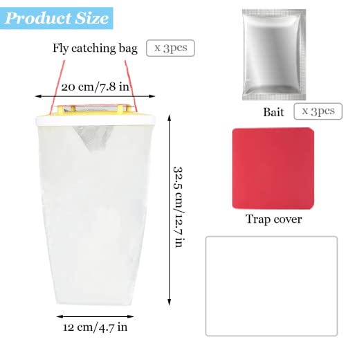 6 Pieces Fly Trap Bags, Fly Catcher Outdoor, Hanging Fly Killer Bag ...