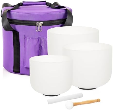 Amazon.com: Siceeoly Set of 3 Singing Bowls 8-12 inch 8"B 10"F 12"C ...
