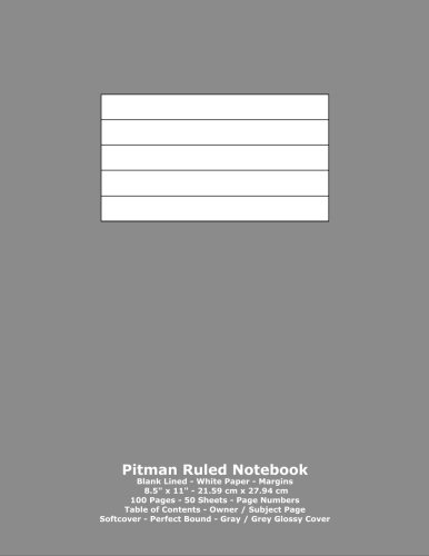 Pitman Ruled Notebook: Blank Lined - White Paper - 8.5" x 11" - 21.59 ...