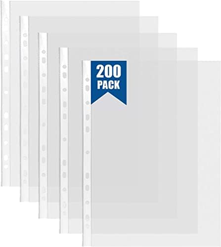 200 Pcs Punched Pockets A4 Clear 80 Micron Strong Plastic Wallet ...