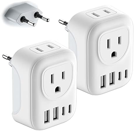 European Plug Travel Adapter, Canada USA to Europe Plug Adapter Flat ...